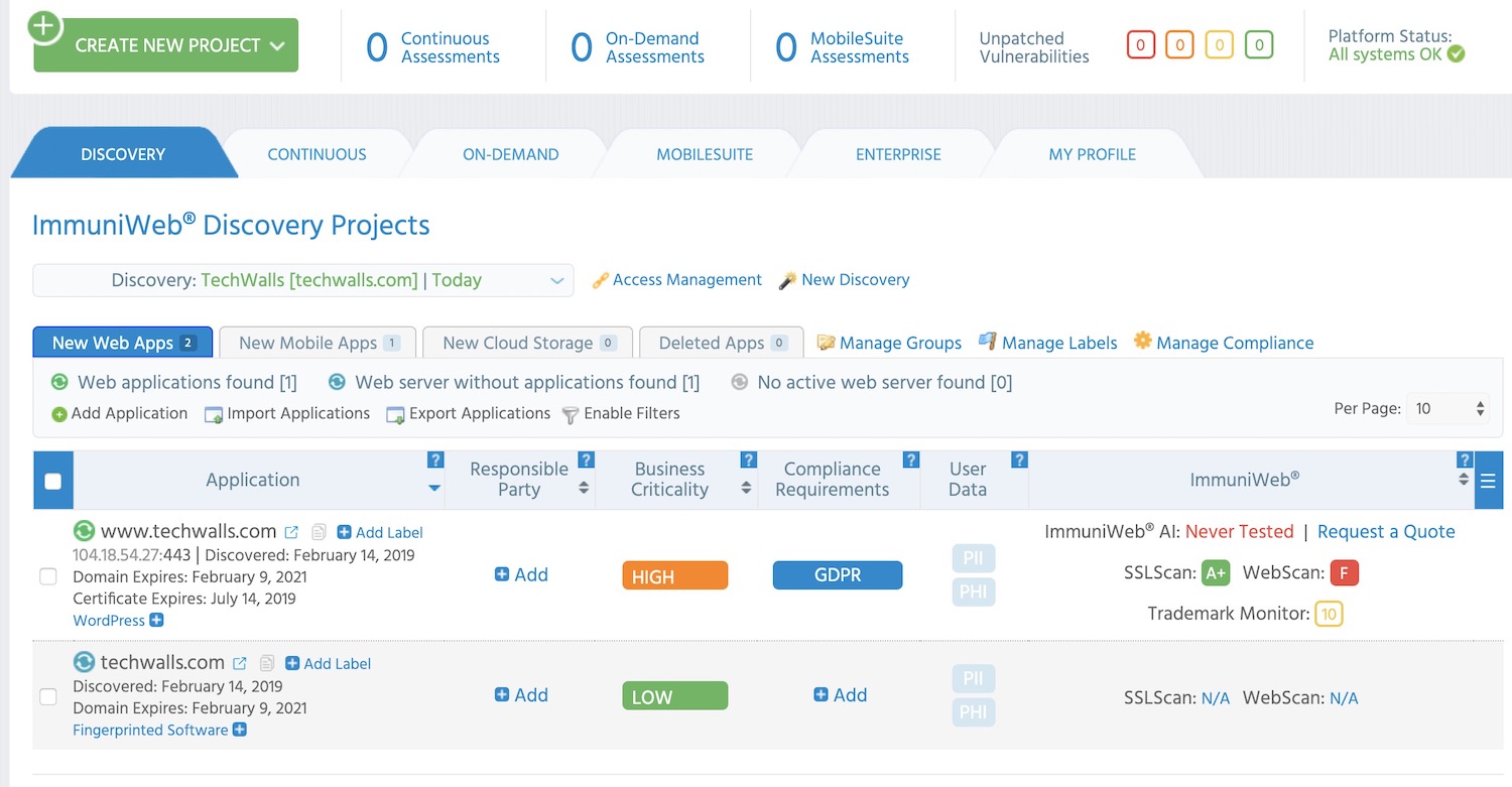 ImmuniWeb Discovery - A Thorough Vulnerability Assessment for Web and ...